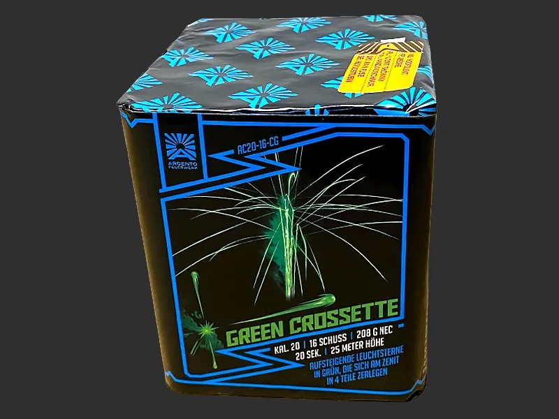 AC20-16-CG Green Crosette 16st 20mm - Tanie Fajerwerki